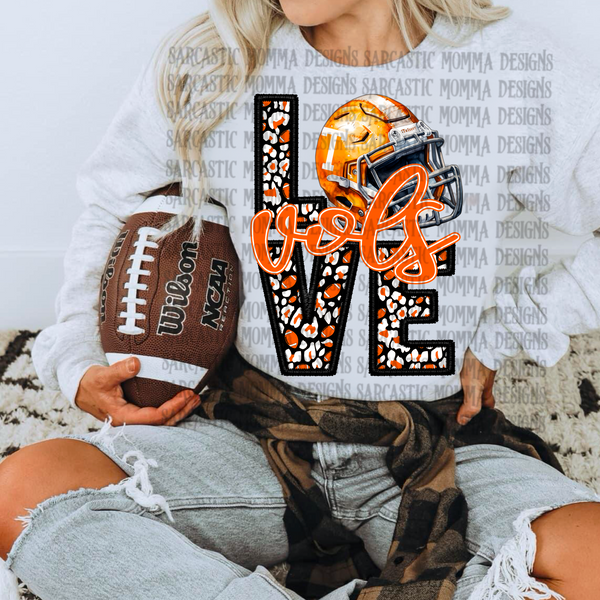 LOVE Leopard Helmet Vols PNG File – Sarcastic Momma Designs