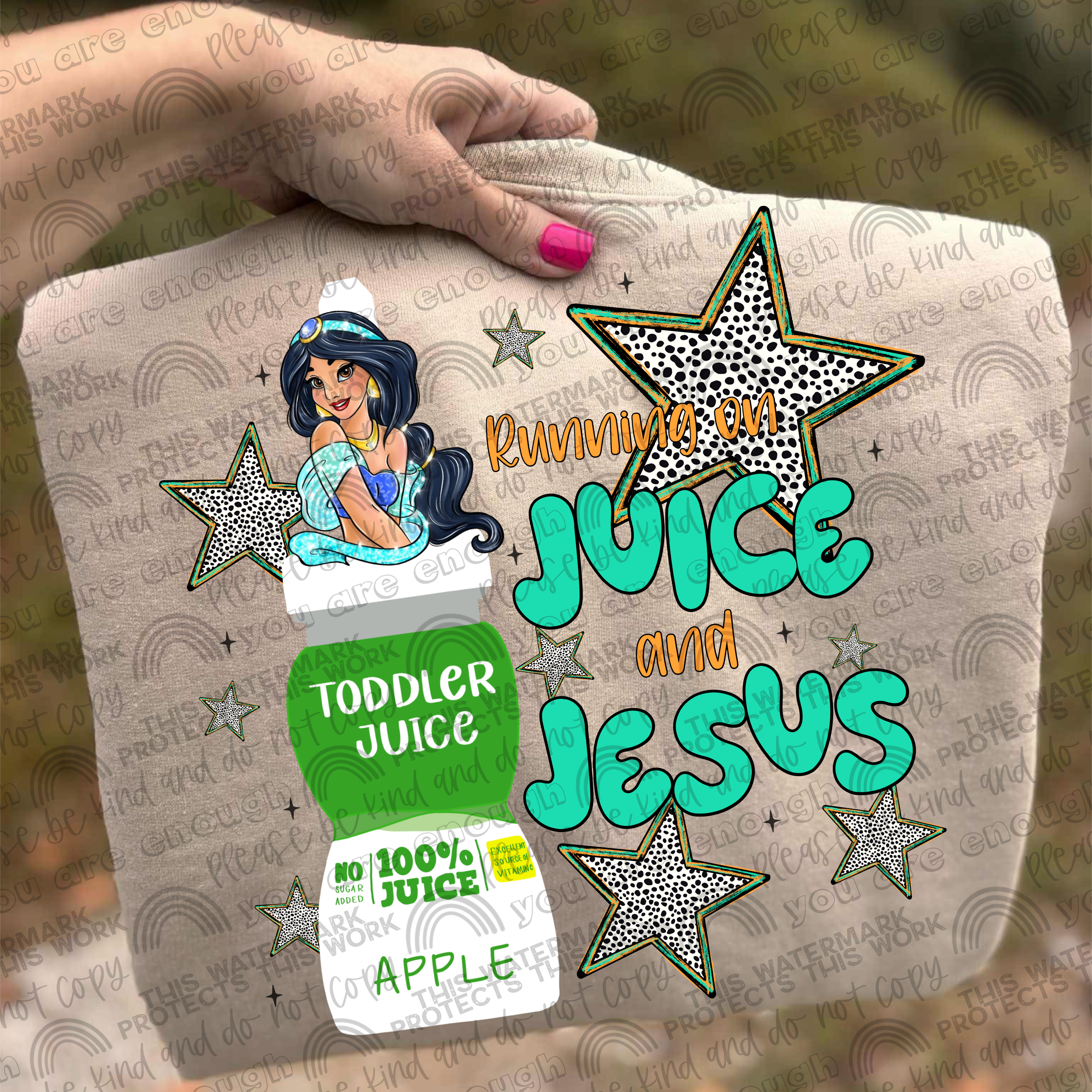 Jasmine Running On Juice & Jesus PNG File – Sarcastic Momma Designs