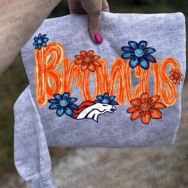 Broncos Flowers PNG File – Sarcastic Momma Designs